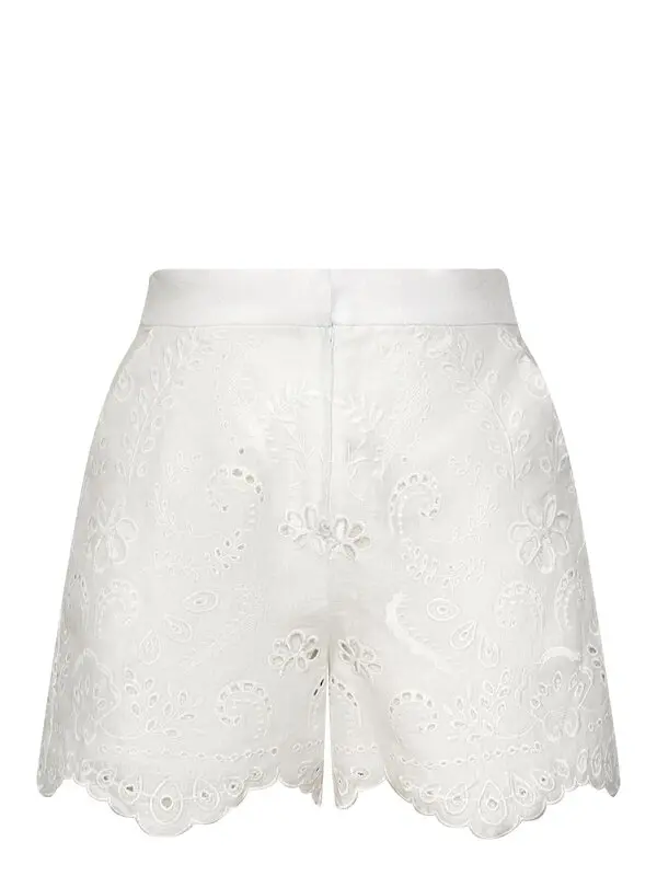 ANDRES OTALORA Liaraa Eyelet Linen Shorts - Off-white