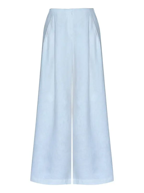 ANDRES OTALORA Naces Tu Wide-leg Linen Pants - Light Blue