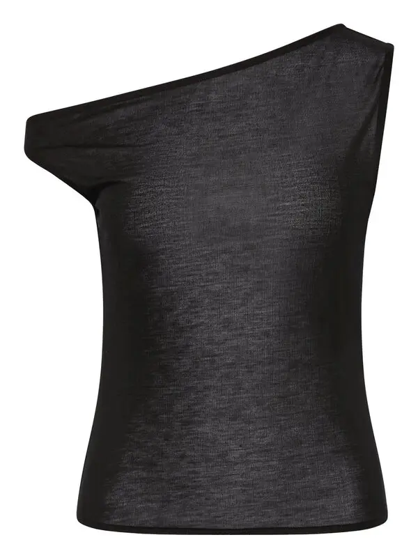 ST. AGNI Asymmetric Tencel Jersey Top - Black