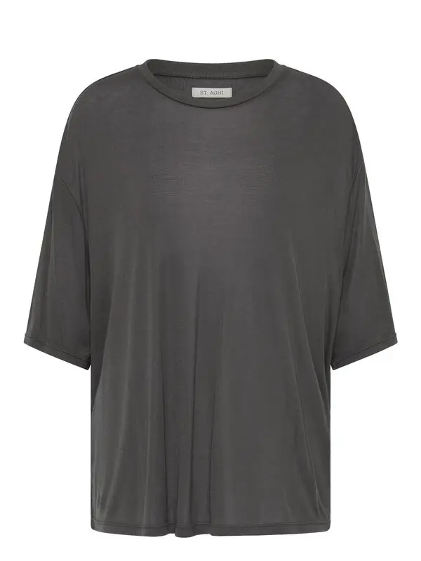 ST. AGNI Relaxed Tencel Jersey T-shirt - Dark Grey