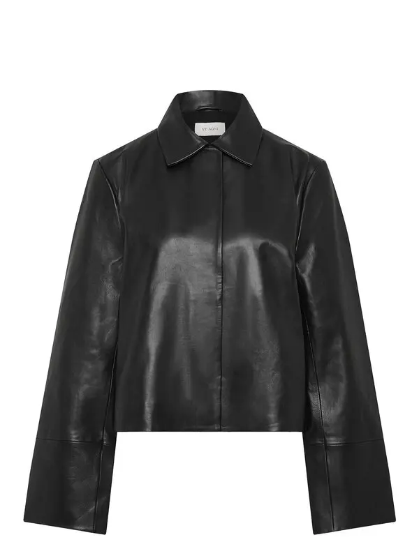 ST. AGNI Boxy Leather Jacket - Black
