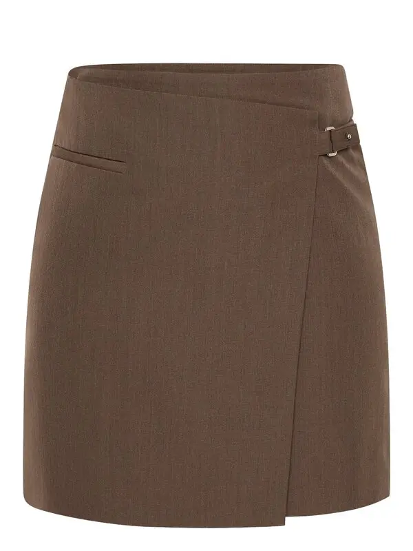 ST. AGNI Wrap-front Mini Skirt - Brown