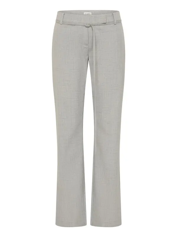 ST. AGNI 90s Belted Wool-blend Straight-leg Trousers - Grey