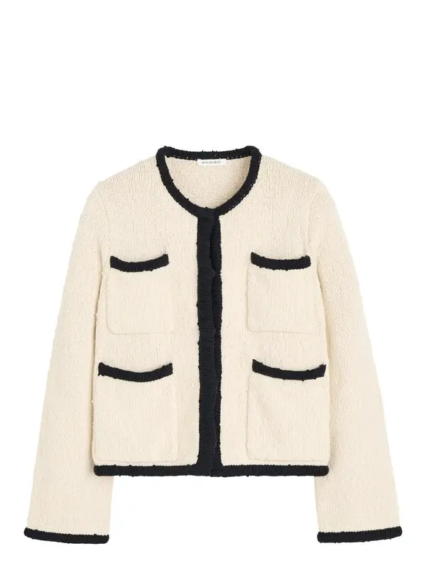 BY MALENE BIRGER Rikko Contrast Cotton-blend Cardigan - Black,white