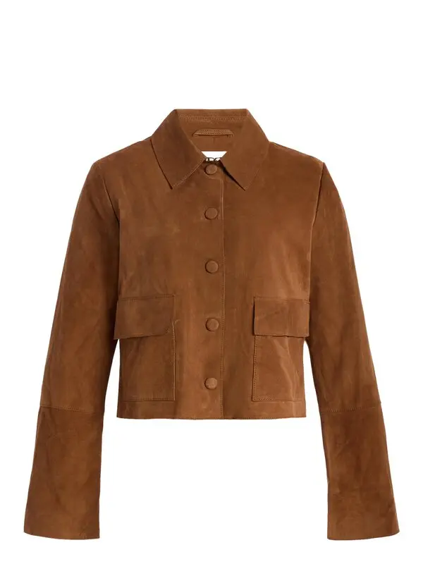 BY MALENE BIRGER Annie Cropped Suede Jacket - Brown