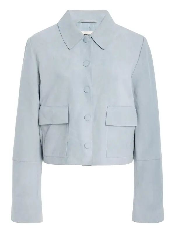 BY MALENE BIRGER Annie Cropped Suede Jacket - Light Blue