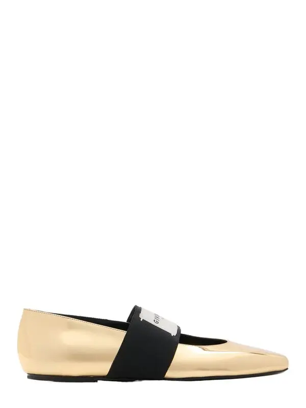 Givenchy Logo Embellished Leather Ballet Flats - Gold