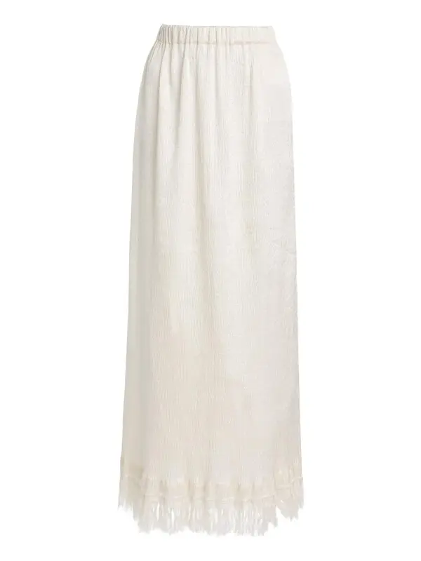 FFORME Coralie Frayed Silk Maxi Skirt - White