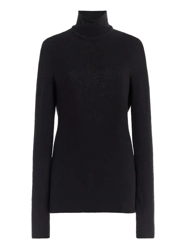 COLLEEN ALLEN Cutout Knit Turtleneck Top - Black