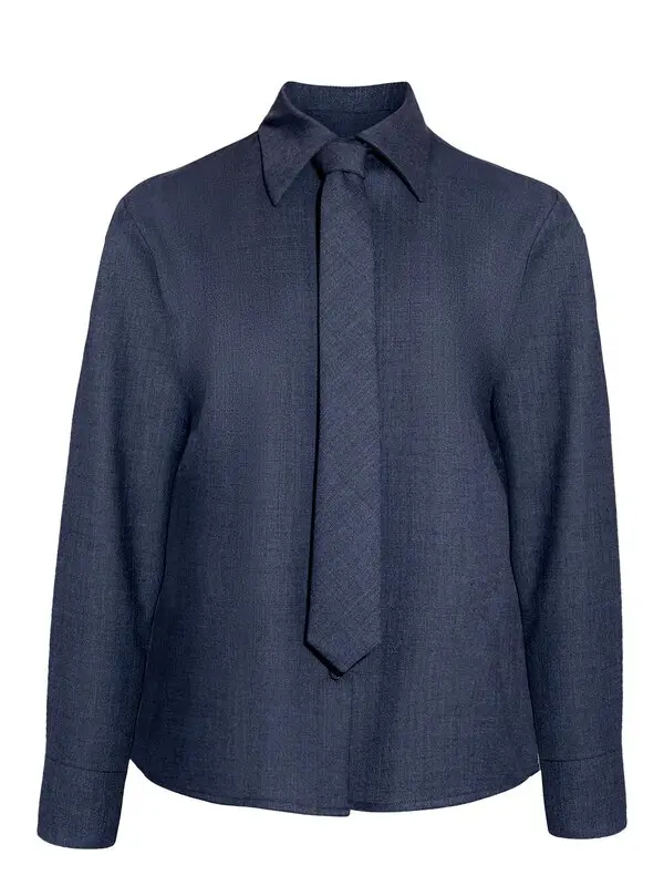 KALLMEYER Wool Shirt-tie Blouse - Blue