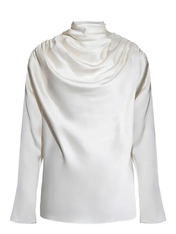 KALLMEYER Tabitha Draped Satin Blouse - Ivory