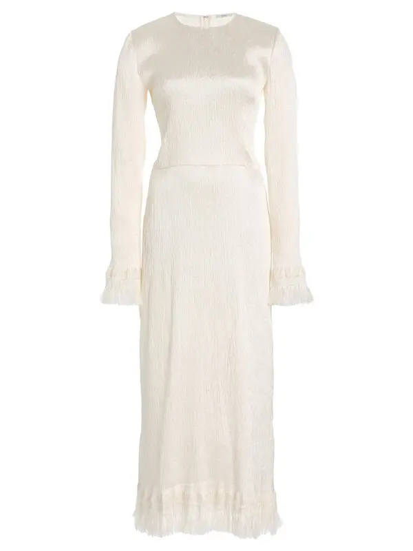 FFORME Mina Frayed Silk Midi Dress - White