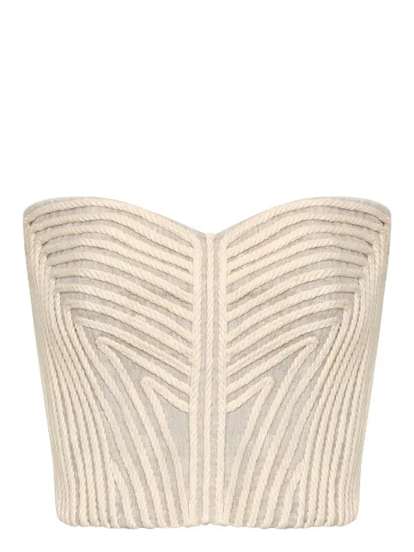 ANDRES OTALORA Soñada Embroidered Linen Top - Taupe