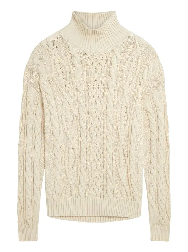 Dunhill Cotton-silk Aran Cable Knit Sweater - Ivory