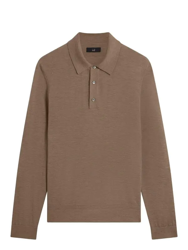 Dunhill Superfine Cashmere Long-sleeve Polo Shirt - Neutral
