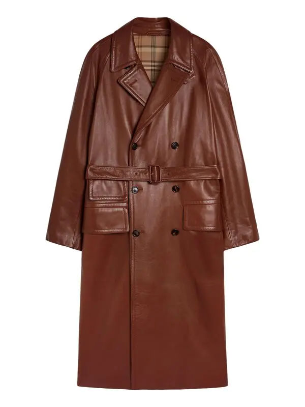 Dunhill Archive Leather Trench Coat - Brown
