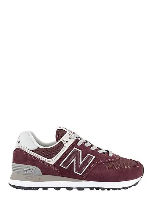 NEW BALANCE 574 Suede Trainers - Burgundy White