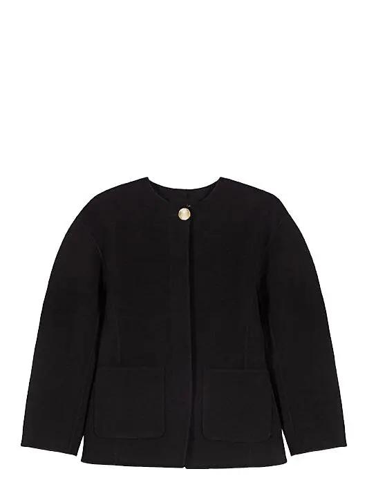 Maje Round-neck Wool-blend Coat - Black
