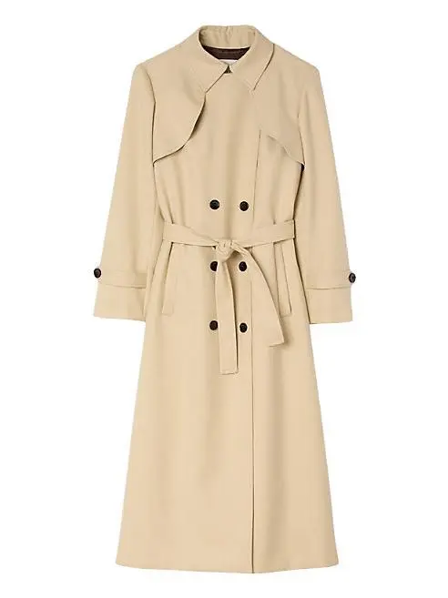 Sandro Belted-waist Double-breasted Trench - Beige