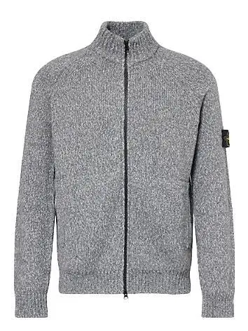 Stone Island Mouline Merl-knit Wool Cardigan - Cement Melange