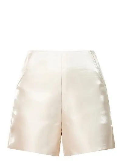 AMY LYNN Shiny Tailored High-rise Woven Shorts - Ecru
