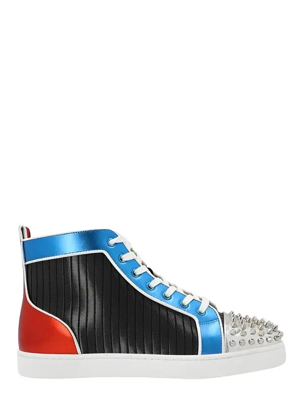 CHRISTIAN LOUBOUTIN Lou Spikes Orlato Flat Pleated Metallic - Black