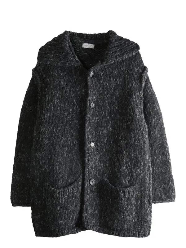 YOHJI YAMAMOTO POUR HOMME Ribbed Collar Coat - Black