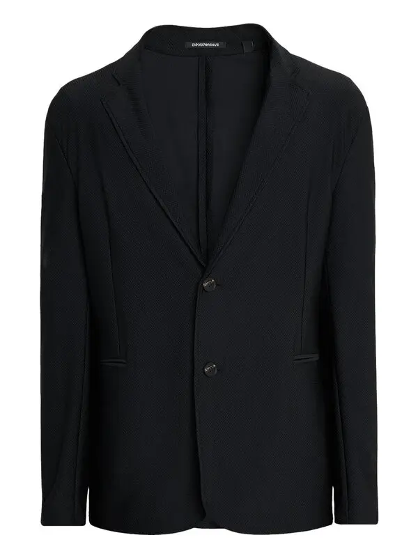 Emporio Armani Rice Stitch Notch Lapel Sport Coat - Black