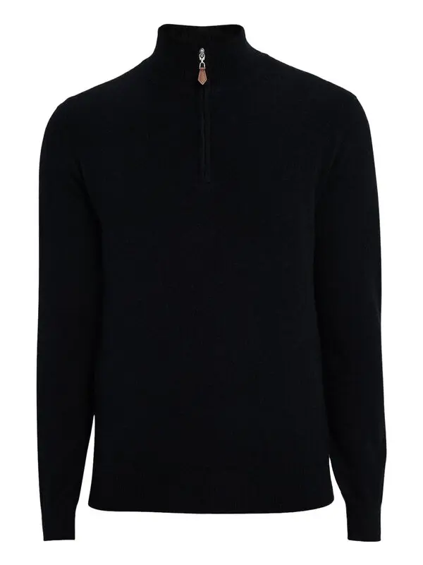Neiman Marcus Cashmere Quarter-zip Pullover - Black