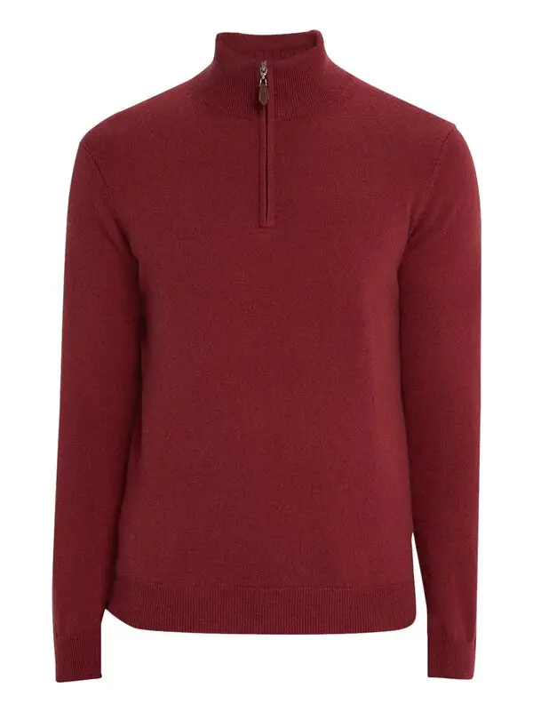 Neiman Marcus Cashmere Quarter-zip Pullover - Brick