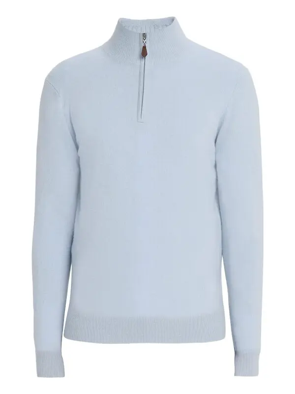 Neiman Marcus Cashmere Quarter-zip Pullover - Glacier