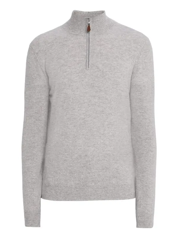 Neiman Marcus Cashmere Quarter-zip Pullover - Ltgray