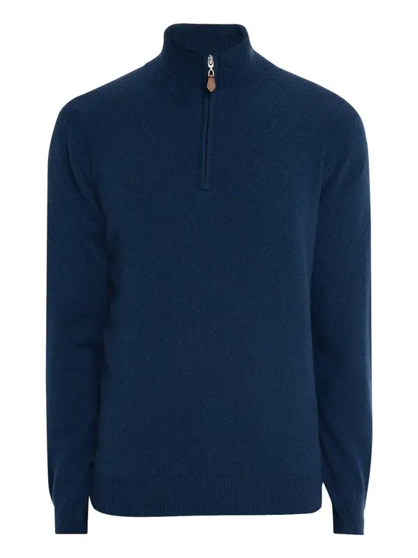 Neiman Marcus Cashmere Quarter-zip Pullover - Marine