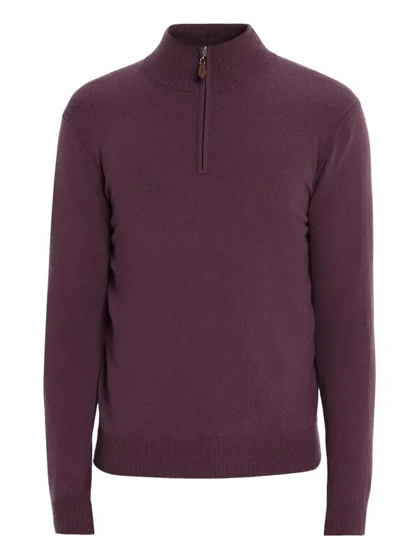 Neiman Marcus Cashmere Quarter-zip Pullover - Purple