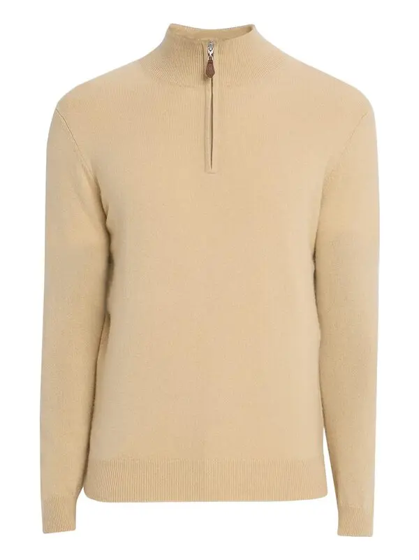 Neiman Marcus Cashmere Quarter-zip Pullover - Raw Honey