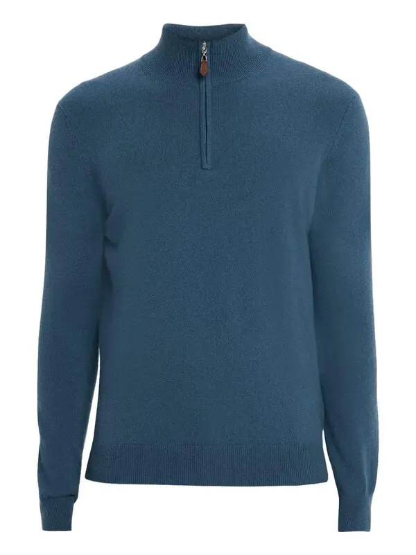 Neiman Marcus Cashmere Quarter-zip Pullover - Teal