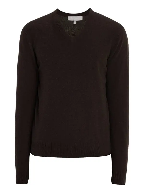 Neiman Marcus Cashmere V-neck Pullover - Dkbrwn