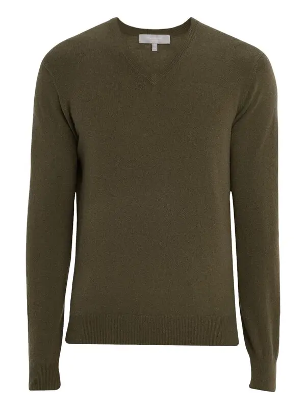 Neiman Marcus Cashmere V-neck Pullover - Dkgrn