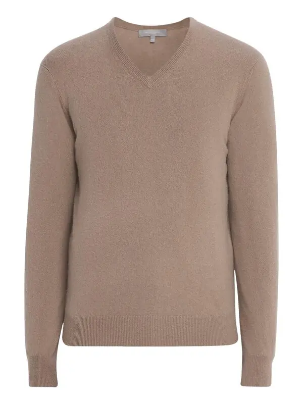 Neiman Marcus Cashmere V-neck Pullover - Taupe