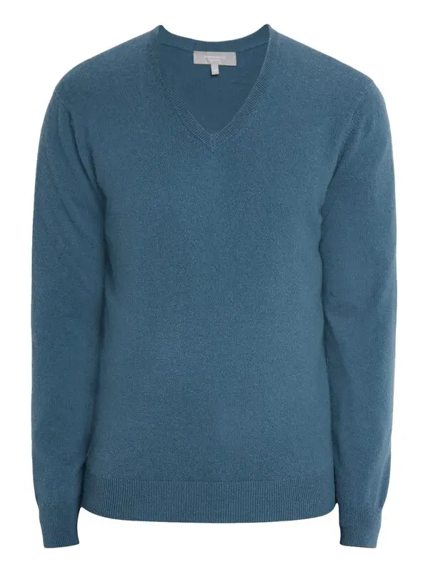 Neiman Marcus Cashmere V-neck Pullover - Teal