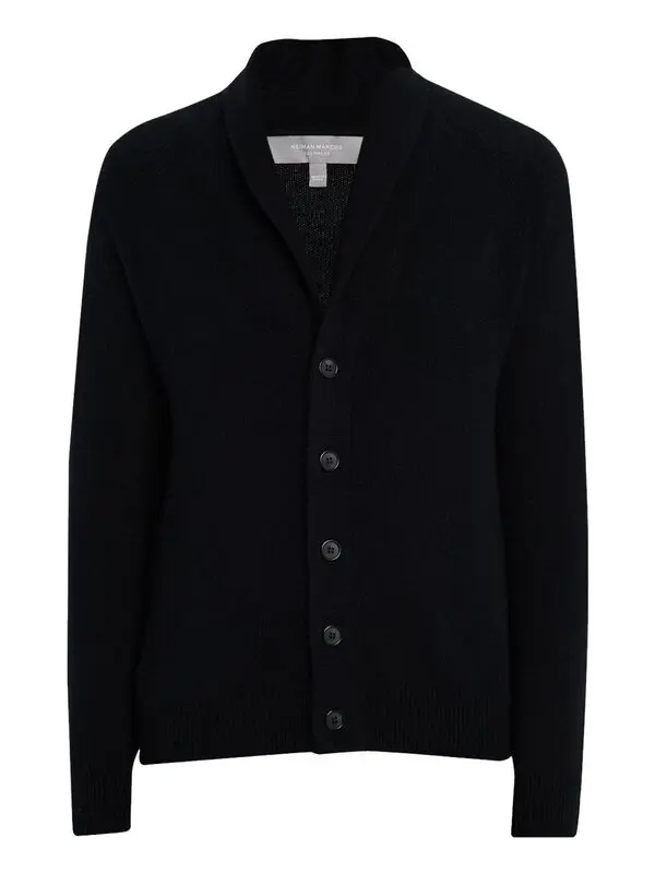 Neiman Marcus Cashmere Jersey Shawl-collar Cardigan - Black