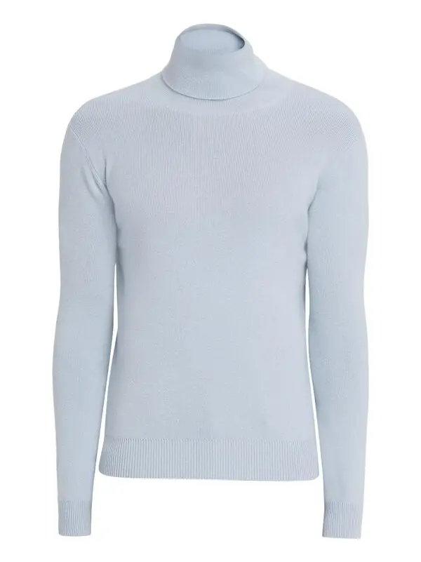 Neiman Marcus Ribbed Cashmere Turtleneck Sweater - Ltblue