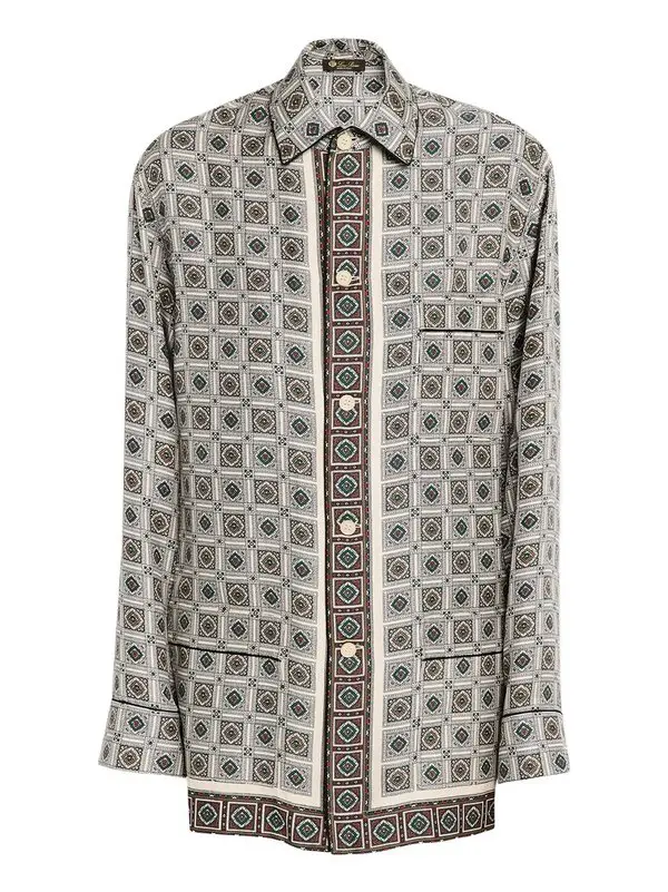 Loro Piana Lian Floral Tile-print Silk Shirt - Multi