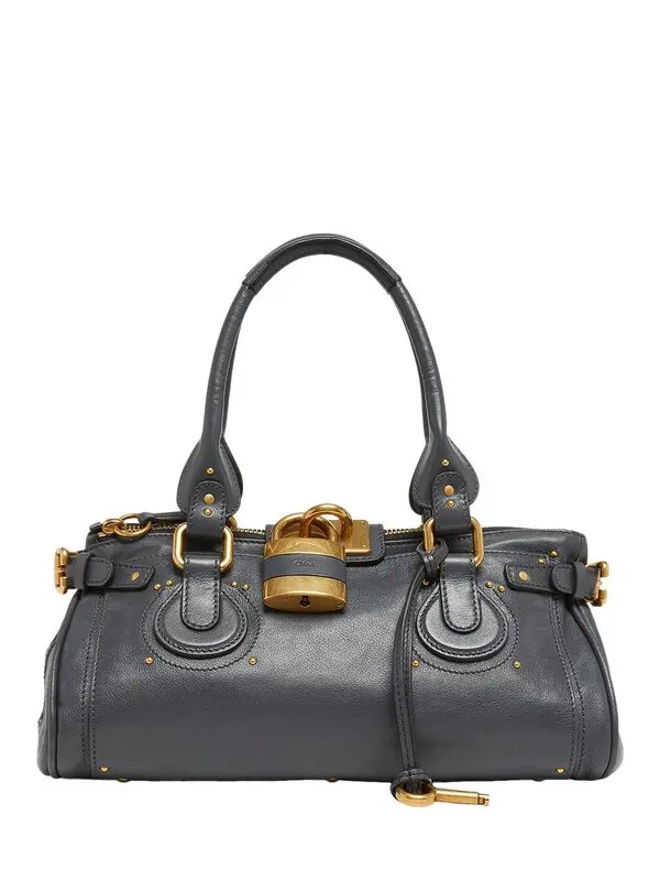 Chloé Paddington Padlock Shoulder Bag - Black Navy