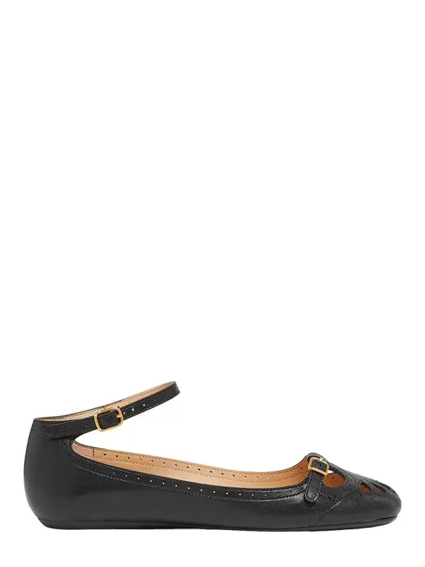 Chloé Misty Cutout Leather Ballerina Flats - Black