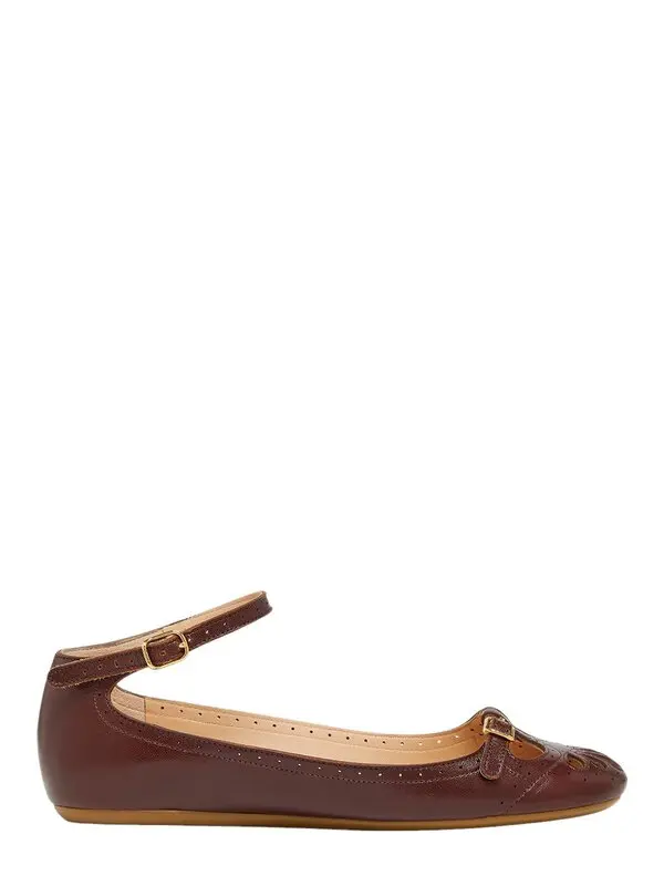 Chloé Misty Cutout Leather Ballerina Flats - Burnt Purple
