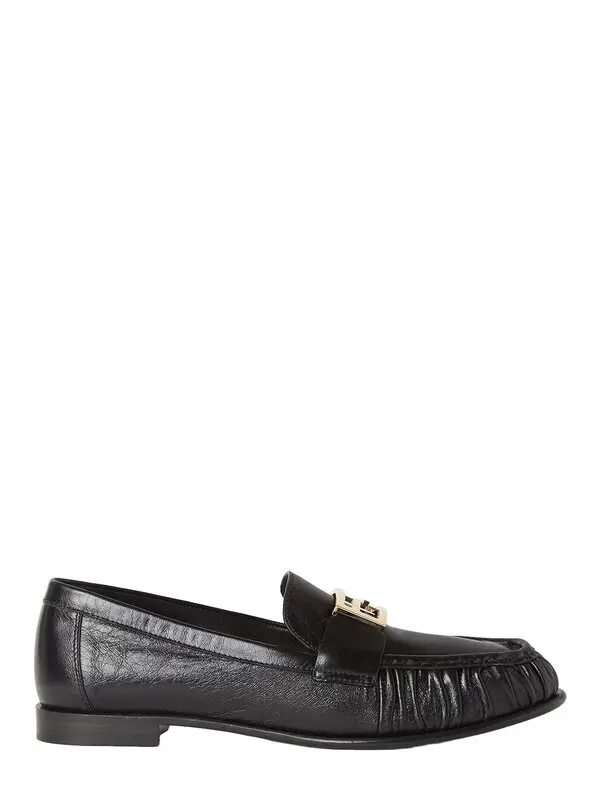 Fendi Baguette Leather Loafers - Black