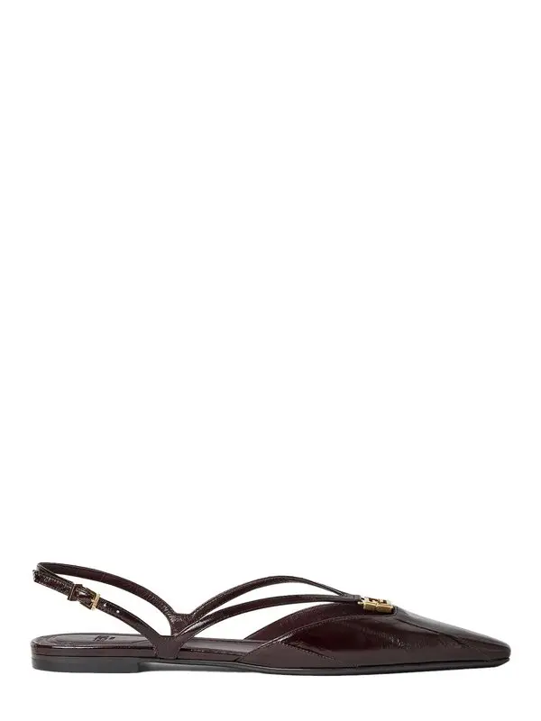 Fendi Ffold Leather Flats - Brown