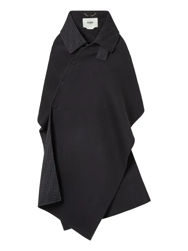 Fendi Wool Double Fabric Cloak - Black