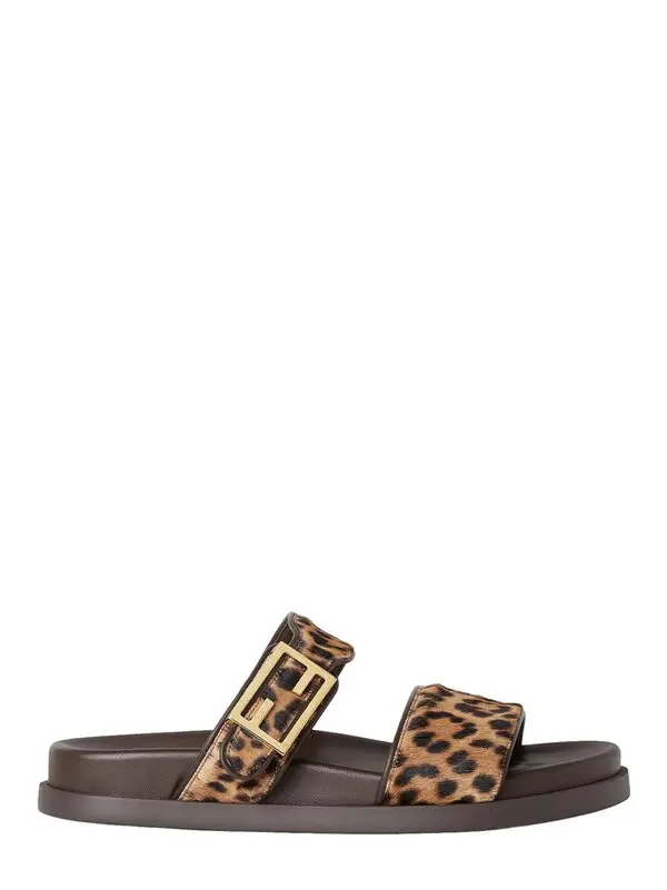 Fendi Ff Baguette Slides - Brown